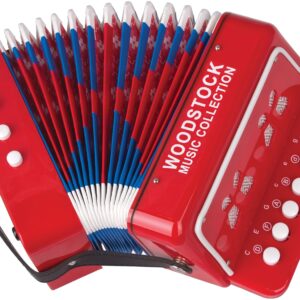 Woodstock Kid's Accordion (7"), Red, with 10 Keys, Beginner Music Toy Instrument for Children Ages 3+, Educational Gift, Toddlers Kids Boys Girls WCKA