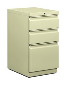 hon brigade mobile pedestal | 2 box / 1 file drawer | radius pull | 15" w | putty finish