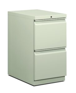 hon 22-7/8-inch efficiencies mobile pedestal file with 2 file drawers, light gray