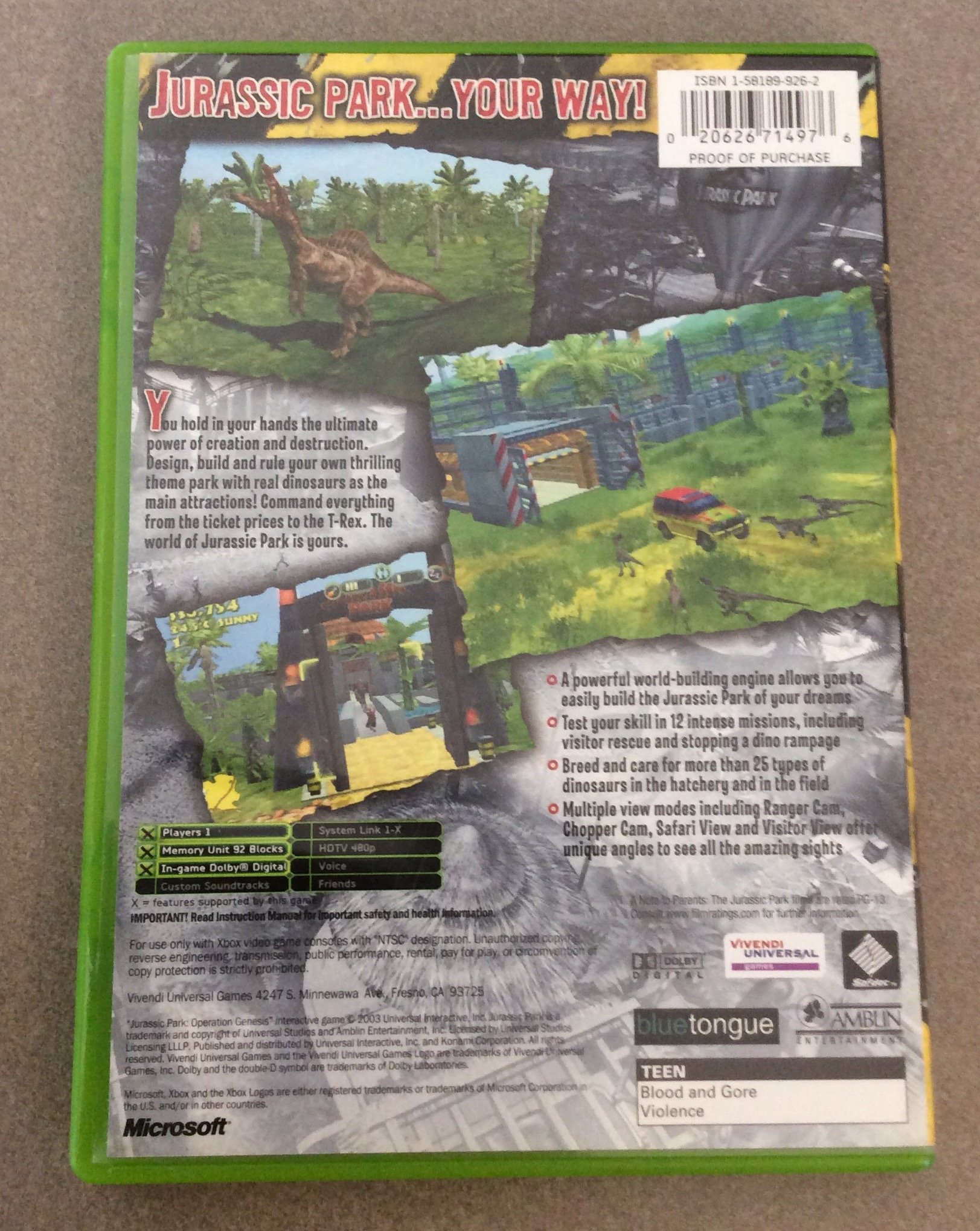 Jurassic Park: Operation Genesis - Xbox