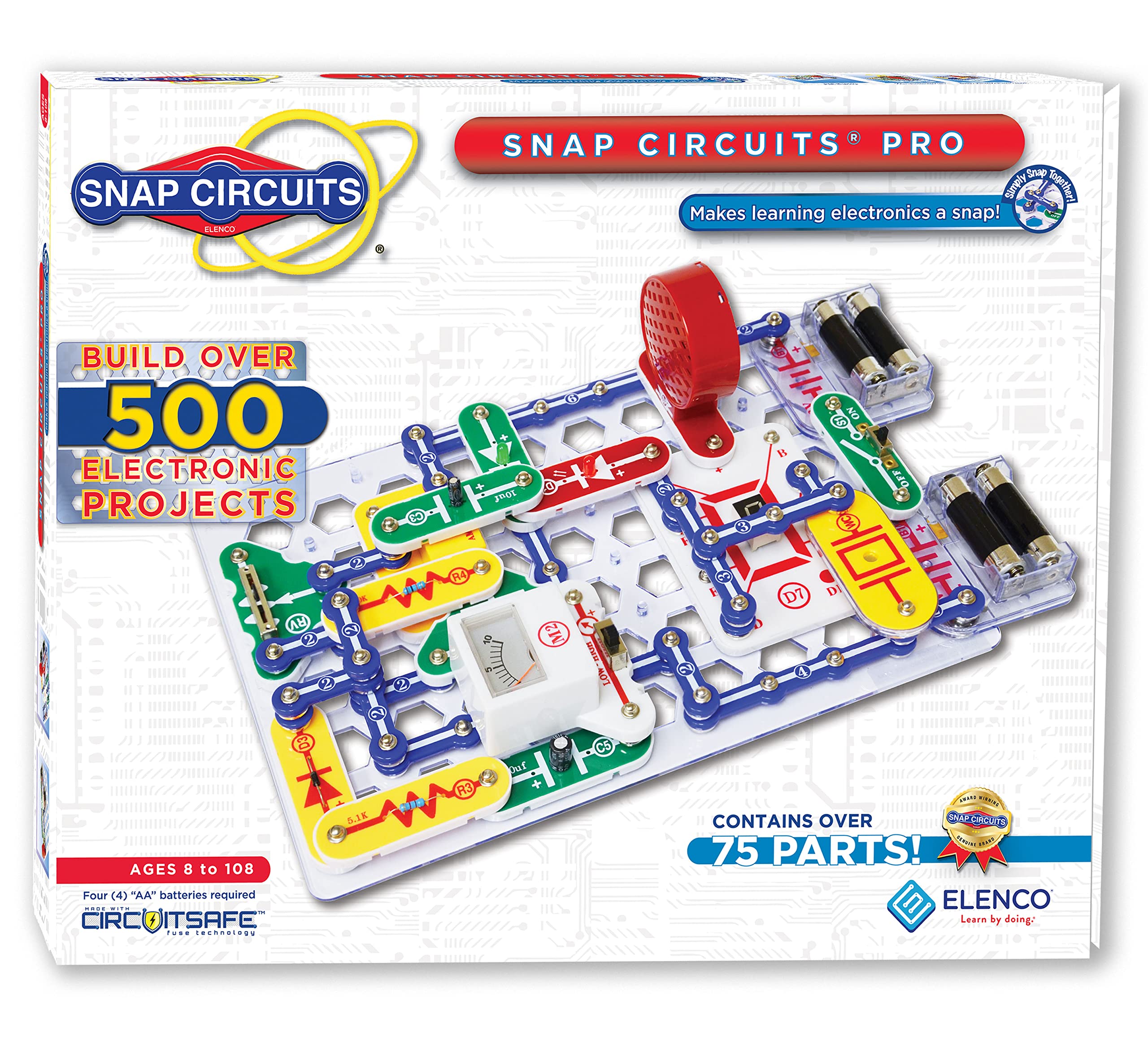 Snap Circuits Pro SC-500 Electronics Exploration Kit | Over 500 Projects Full Color Project Manual 73 + Parts STEM Educational Toy for Kids 8