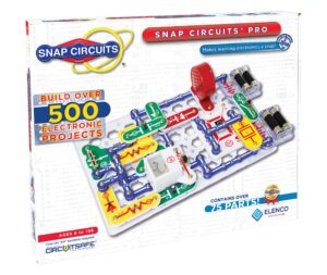 snap circuits pro sc-500 electronics exploration kit | over 500 projects full color project manual 73 + parts stem educational toy for kids 8