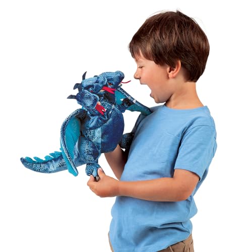 Folkmanis Three-Headed Blue Dragon Hand Puppet