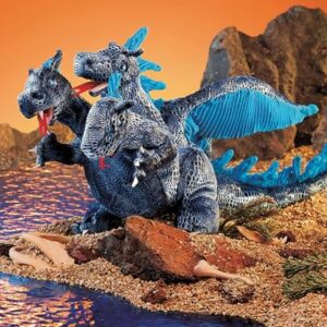 Folkmanis Three-Headed Blue Dragon Hand Puppet