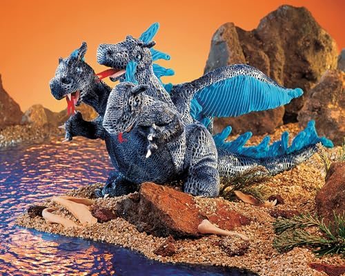 Folkmanis Three-Headed Blue Dragon Hand Puppet