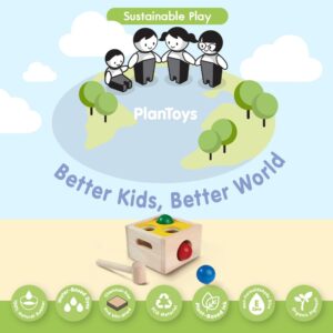 PlanToys Wooden Punch & Drop Pounding Bench (9424) | Sustainably Made from Rubberwood and Non-Toxic Paints and Dyes