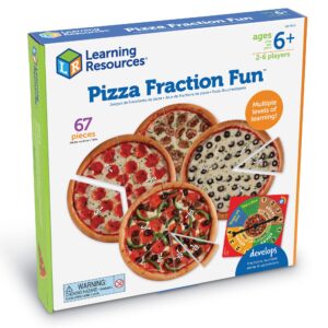 Learning Resources Pizza Fraction Fun Game, 13 Fraction Pizzas, 67 Piece Game, Ages 6+