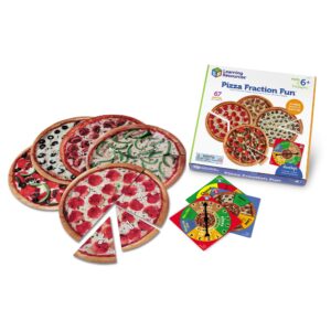 learning resources pizza fraction fun game, 13 fraction pizzas, 67 piece game, ages 6+