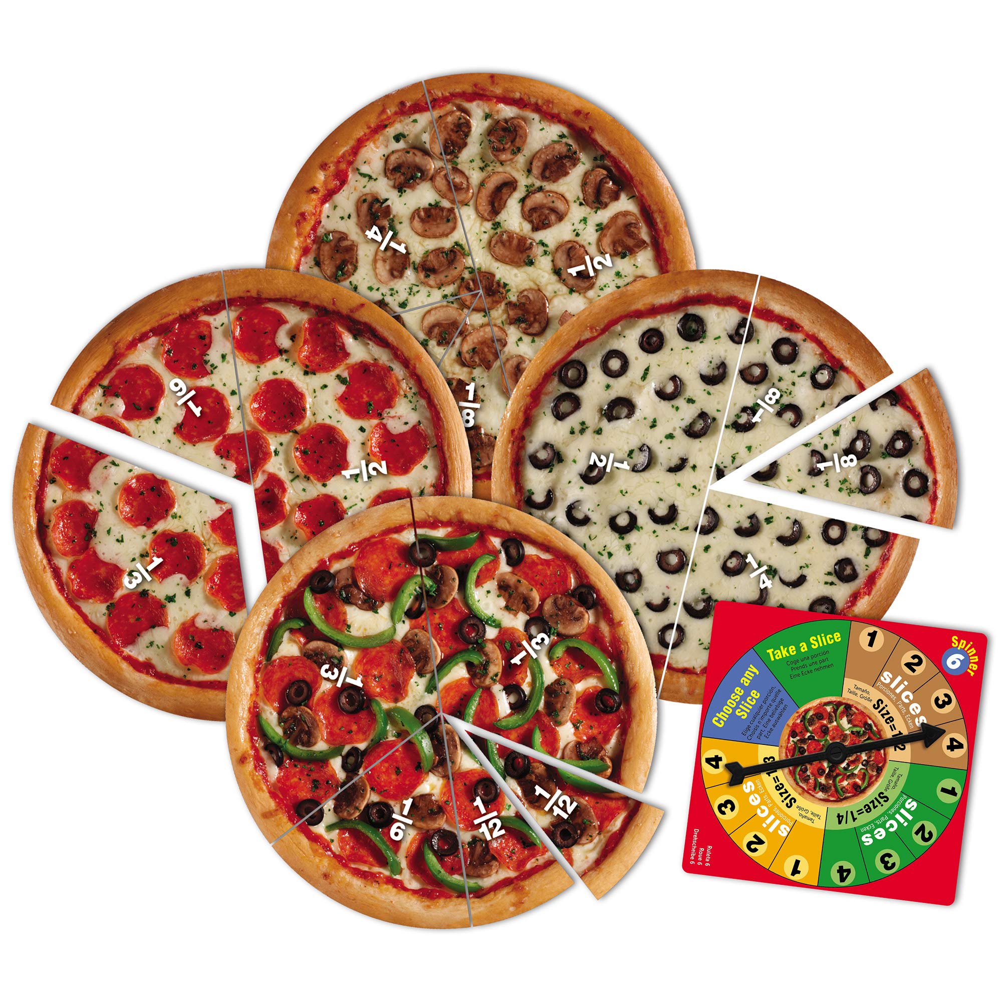 Learning Resources Pizza Fraction Fun Game, 13 Fraction Pizzas, 67 Piece Game, Ages 6+