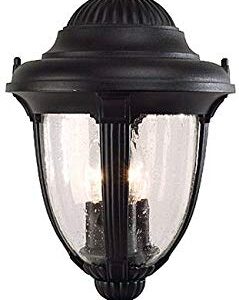 John Timberland Casa Sierra Traditional Outdoor Post Light Sleek Black 19 1/2" Seeded Glass for Exterior House Porch Patio Outside Deck Garage Yard Front Door Garden Driveway Home Lawn Walkway