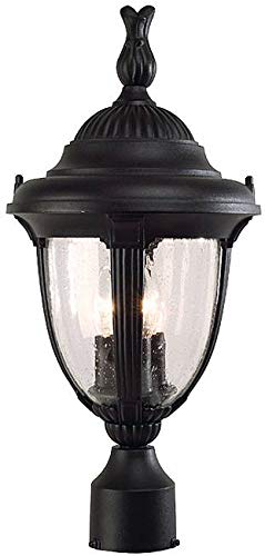 John Timberland Casa Sierra Traditional Outdoor Post Light Sleek Black 19 1/2" Seeded Glass for Exterior House Porch Patio Outside Deck Garage Yard Front Door Garden Driveway Home Lawn Walkway