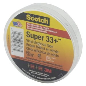 3M Scotch Super 33+ Electrical Tape - 3/4 in x 52 ft, Premium Grade All-Weather Vinyl, Resistant to Abrasion, Moisture, Corrosion, Alkalies - Black, 1 Roll