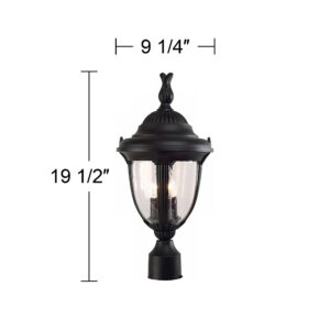 John Timberland Casa Sierra Traditional Outdoor Post Light Sleek Black 19 1/2" Seeded Glass for Exterior House Porch Patio Outside Deck Garage Yard Front Door Garden Driveway Home Lawn Walkway