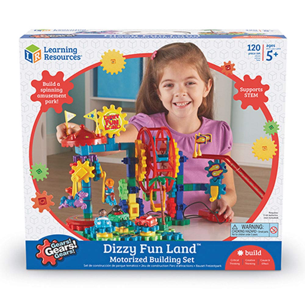 Learning Resources Gears! Gears! Gears! Dizzy Fun Land, Motorized Gears Toy Set, Gears for Kids, Engineering for Kids, Puzzle, 120 Pieces, Ages 5+