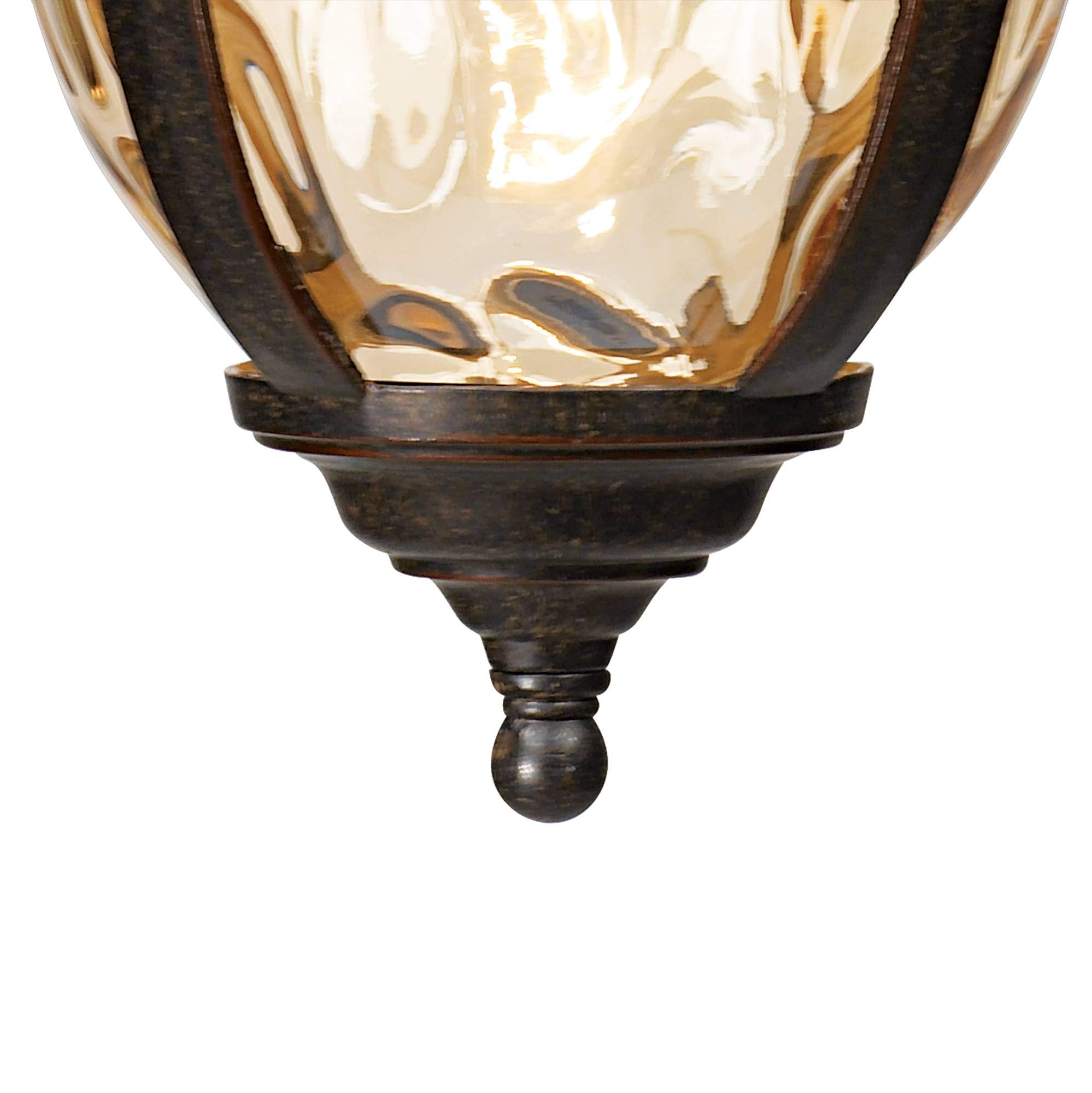 John Timberland Bellagio European Outdoor Ceiling Light Hanging Bronze Brown 18" Champagne Hammered Glass Damp Rated for Exterior House Porch Patio Outside Deck Garage Front Door Garden Home