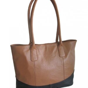 Casual Leather Handbag (#1827-8) (Brown/Black)