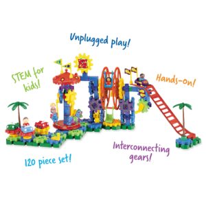 Learning Resources Gears! Gears! Gears! Dizzy Fun Land, Motorized Gears Toy Set, Gears for Kids, Engineering for Kids, Puzzle, 120 Pieces, Ages 5+