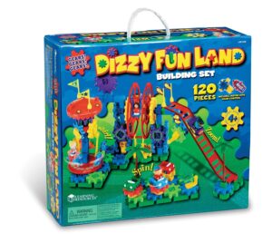 learning resources gears! gears! gears! dizzy fun land, motorized gears toy set, gears for kids, engineering for kids, puzzle, 120 pieces, ages 5+