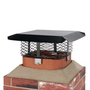 HY-C Galvanized Steel Chimney Cover - SCADJ-S Black Adjustable Chimney Cap, Single Chimney Flue Cover, Bolt-On Chimney Vent Cap (Size Small)