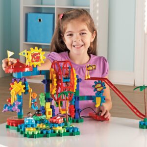 Learning Resources Gears! Gears! Gears! Dizzy Fun Land, Motorized Gears Toy Set, Gears for Kids, Engineering for Kids, Puzzle, 120 Pieces, Ages 5+