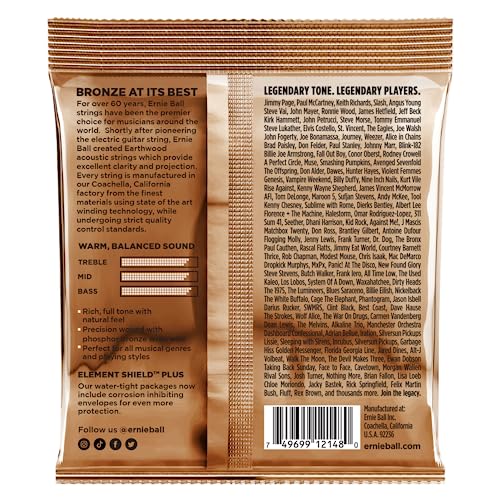 Ernie Ball Earthwood Light Phosphor Bronze Acoustic Guitar Strings, 11-52 Gauge (P02148)