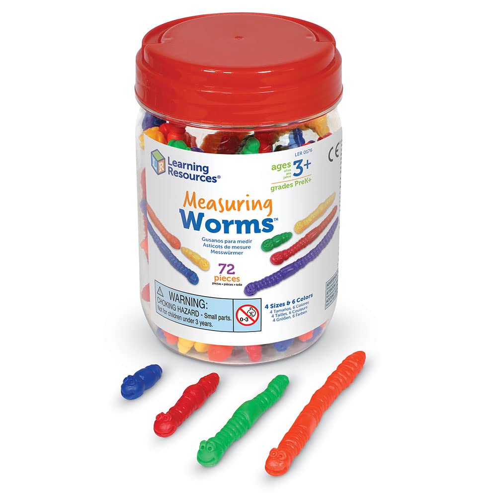 Learning Resources Measuring Worms - 72 Pieces, Ages 3+ Toddler Learning Toys, Counters for Kids