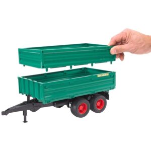 Bruder Toys - Agriculture Realistic Tandemaxle Tipping Trailer with Removeable Top and Compatible with Some Bruder Tractors - Ages 3+