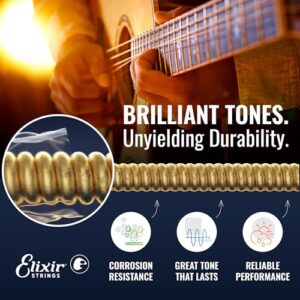 Elixir Strings, Acoustic Guitar Strings, 80/20 Bronze with POLYWEB Coating, Longest-Lasting Warm Tone with Comfortable Feel, 6 String Set, Custom Light 11-52