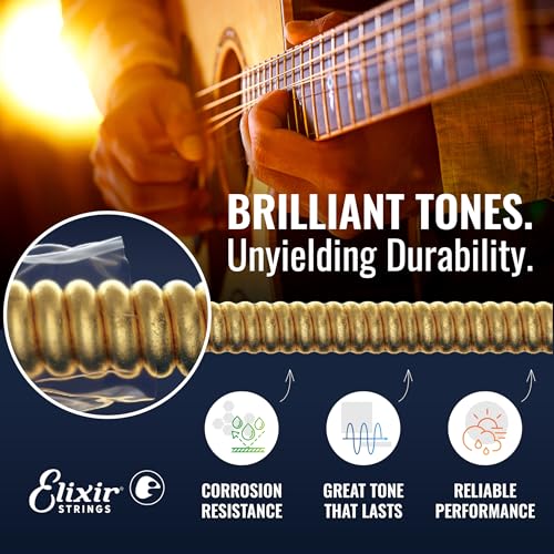 Elixir Strings, Acoustic Guitar Strings, 80/20 Bronze with POLYWEB Coating, Longest-Lasting Warm Tone with Comfortable Feel, 6 String Set, Custom Light 11-52