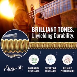 Elixir Strings 80/20 Bronze Acoustic Guitar Strings w NANOWEB Coating, Custom Light (.011-.052)