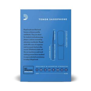 D'Addario Woodwinds - Royal Tenor Saxophone Reeds - Tenor Sax Reeds with Strong Spine - Tenor Saxophone Reeds - Great for Classical or Jazz - Strength 3.0, 10-Pack