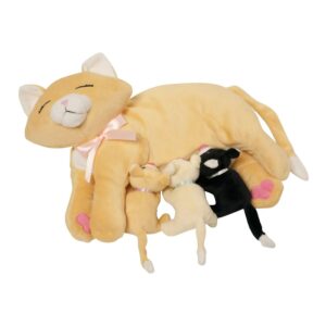 manhattan toy nursing nina nurturing cat stuffed animal with plush kittens 10 inch