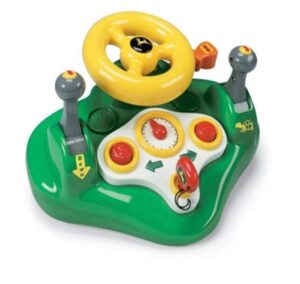 john deere busy driver, kids toy steering wheel & driving dashboard, 12 months and up green