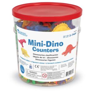 learning resources mini-dino counters - 108 pieces, ages 3+ toddler learning toys, dinosaurs for toddlers, dinosaurs action figure toys, kids' play dinosaur and prehistoric creature figures