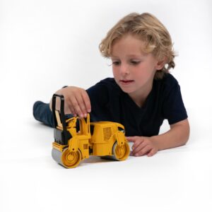 Bruder Toys - Construction Realistic CAT Asphalt Drum Compactor Vehicle with Articulated Steering - Ages 3+