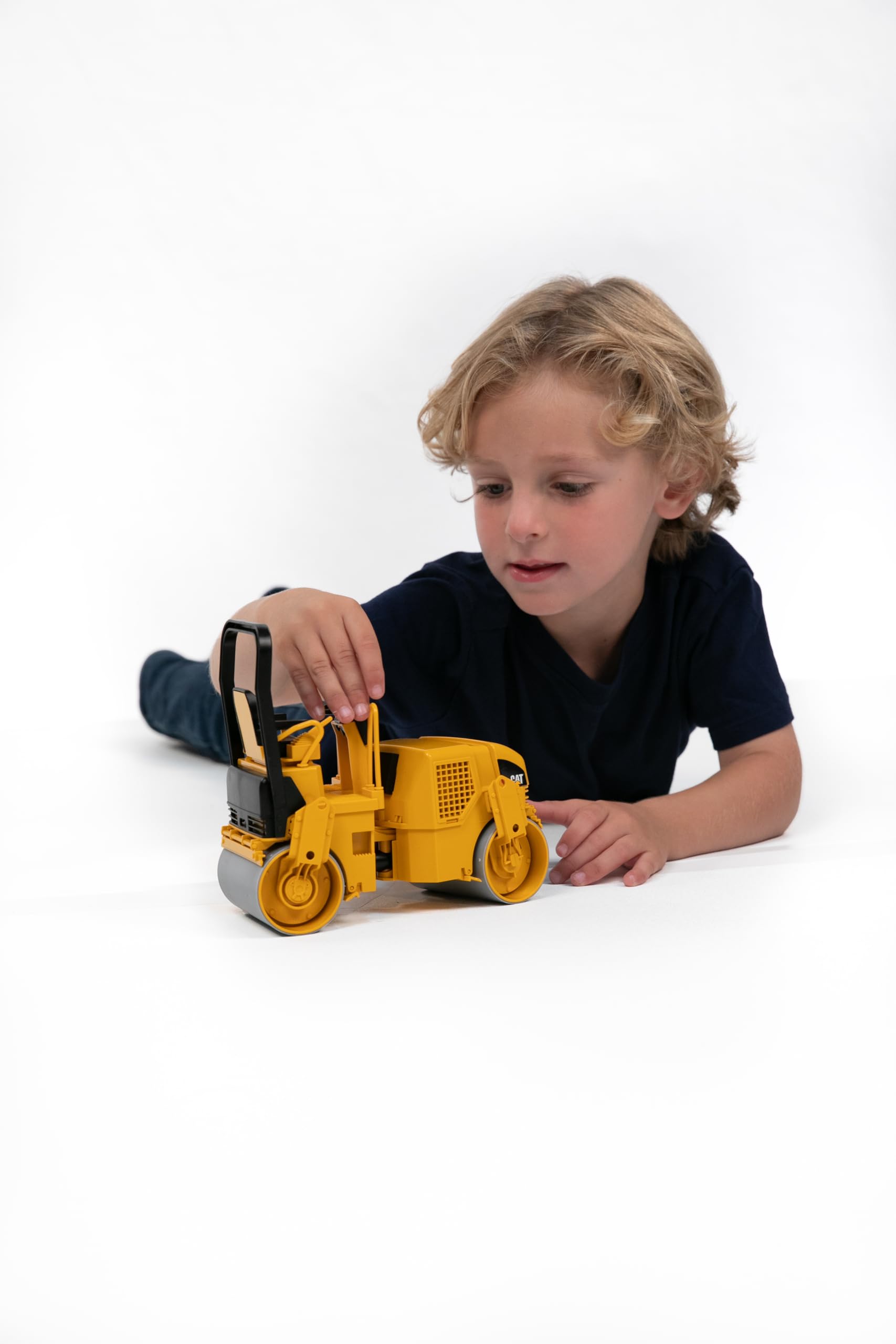 Bruder Toys - Construction Realistic CAT Asphalt Drum Compactor Vehicle with Articulated Steering - Ages 3+