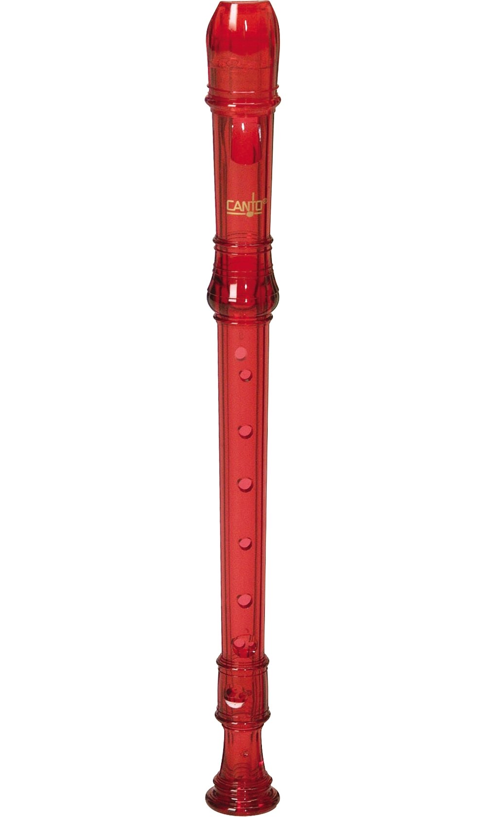 Canto One-Piece Translucent Soprano Recorder with Baroque Fingering Transparent Red