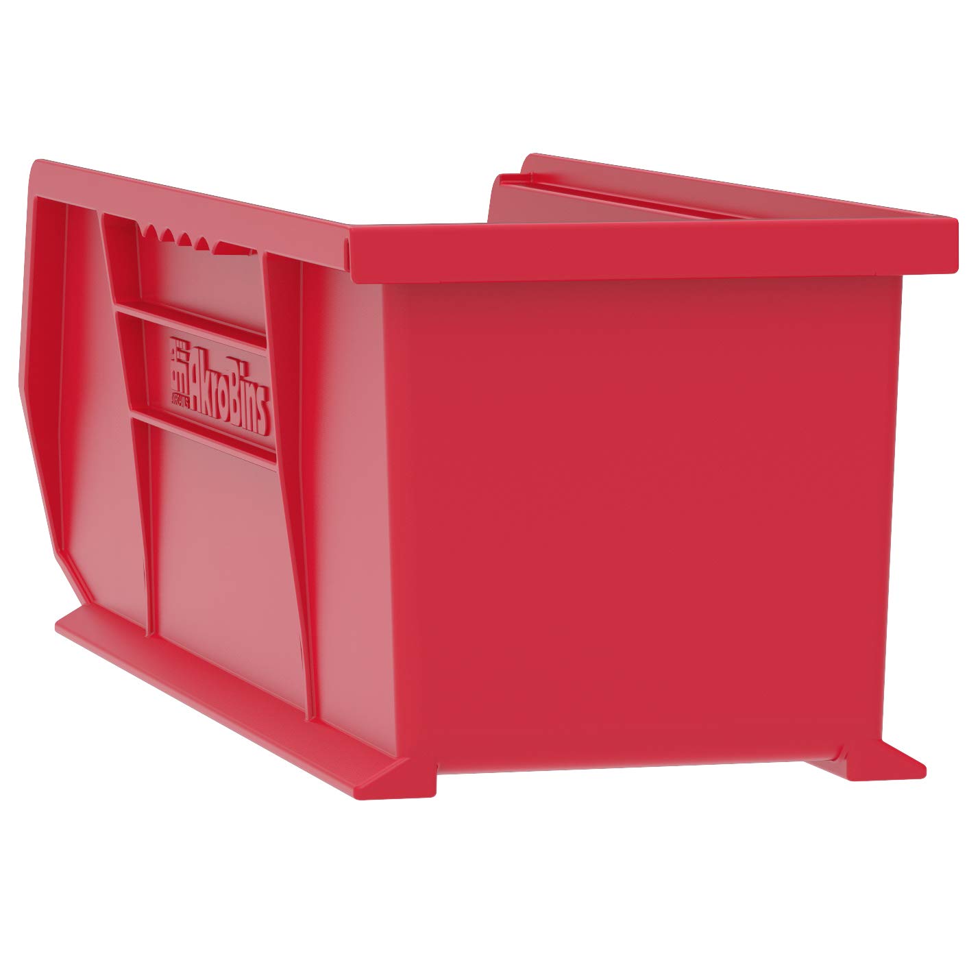 Akro-Mils 30234 AkroBins Plastic Storage Bins, Space-Saving Stackable Bins, Garage Organization Bins, Pantry Organization, Craft Storage, 15-Inch x 5-Inch x 5-Inch, Red, 12-Pack