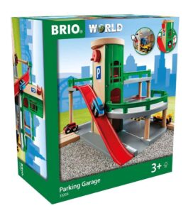 brio world 33204 parking garage - ultimate toy train accessory | interactive play | compatible with all brio train sets | fsc certified wood material | ideal for kids age 3 and up