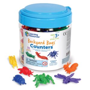 learning resources backyard bugs counters - 72 pieces, ages 3+ counting and sorting toys for toddlers, preschool learning toys