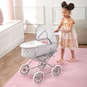 Badger Basket English Style Doll Stroller – Fits 18 to 22-inch Dolls, Classic Pretend Play Toy with Adjustable Canopy