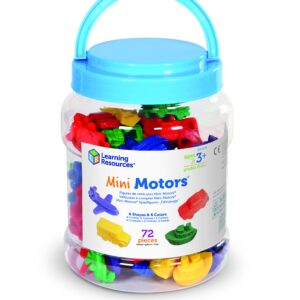 Learning Resources Mini Motors Counting and Sorting Fun Set - 72 Pieces, Ages 3+ Car Counters for Kids, Preschool Math Counters, Math for Preschoolers