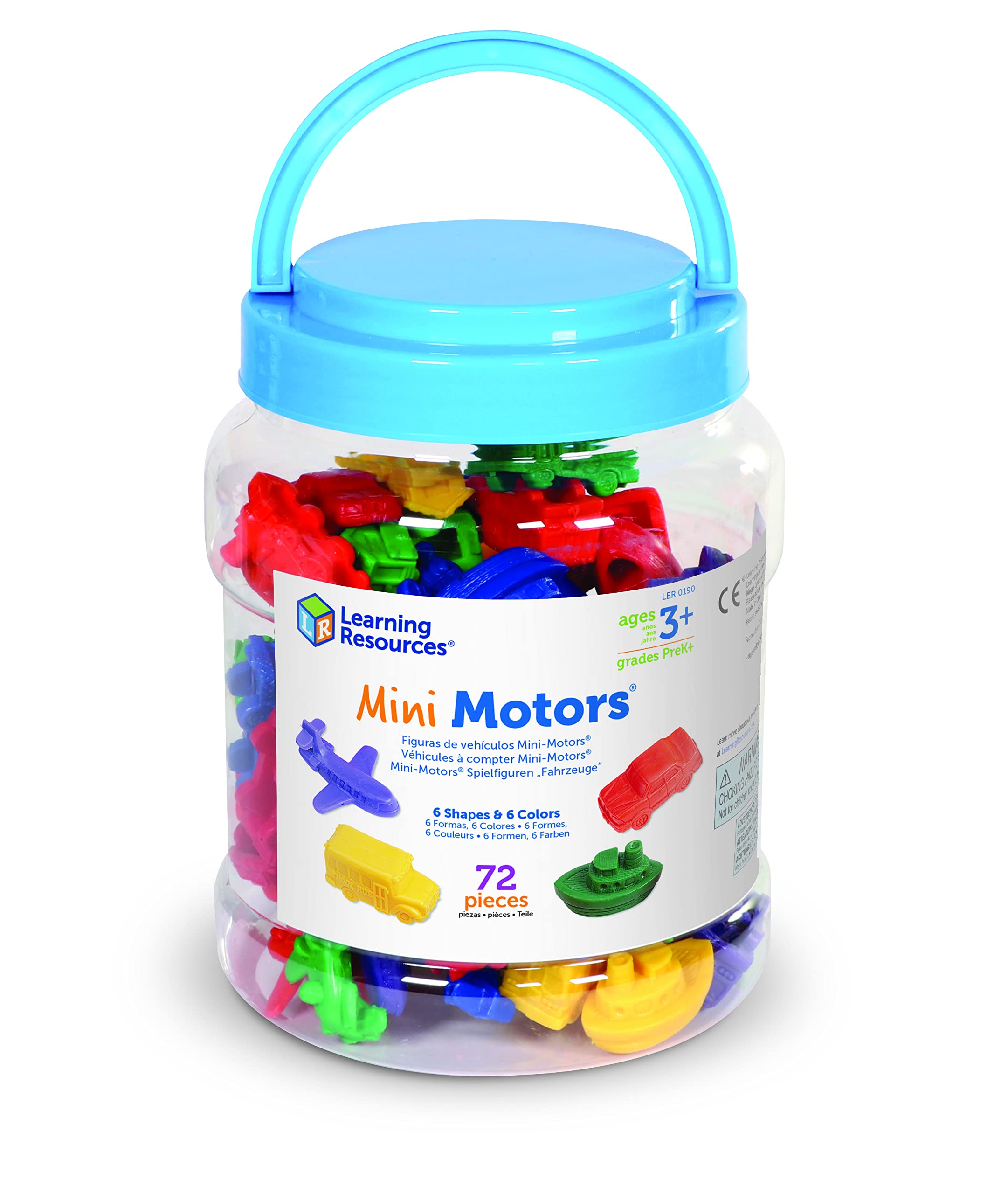 Learning Resources Mini Motors Counting and Sorting Fun Set - 72 Pieces, Ages 3+ Car Counters for Kids, Preschool Math Counters, Math for Preschoolers