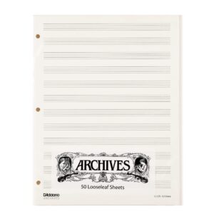 archives ll12s looseleaf manuscript paper, 12 stave, 50 pages