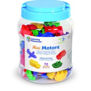 Learning Resources Mini Motors Counting and Sorting Fun Set - 72 Pieces, Ages 3+ Car Counters for Kids, Preschool Math Counters, Math for Preschoolers