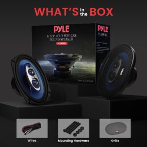 Pyle 6” x 9” Car Sound Speaker (Pair) - Upgraded Blue Poly Injection Cone 4-Way 400 Watts w/ Non-fatiguing Butyl Rubber Surround 50 - 20Khz Frequency Response 4 Ohm & 1.25” ASV Voice Coil