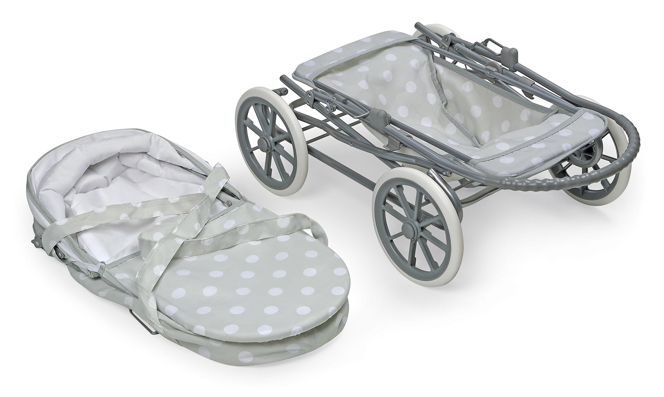 Badger Basket English Style Doll Stroller – Fits 18 to 22-inch Dolls, Classic Pretend Play Toy with Adjustable Canopy