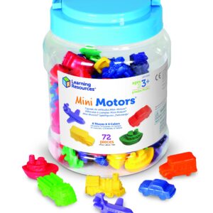 Learning Resources Mini Motors Counting and Sorting Fun Set - 72 Pieces, Ages 3+ Car Counters for Kids, Preschool Math Counters, Math for Preschoolers