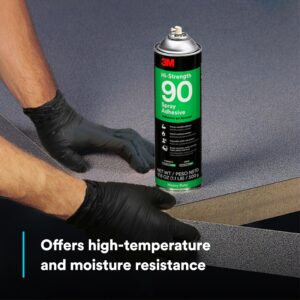 3M Hi-Strength Spray Adhesive 90, Clear Glue, Permanent, High Strength Bonding, High Tack, Bonds Laminate, Wood, Concrete, Metal, Plastic, 17.6 oz Net Wt, NOT FOR SALE IN CA AND OTHER STATES