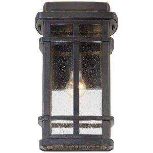 John Timberland Neri Mission Industrial Box-Shaped Outdoor Wall Light Fixture Oil Rubbed Bronze 16" Clear Seedy Glass for Exterior House Porch Patio Outside Deck Front Door Garage Garden Home